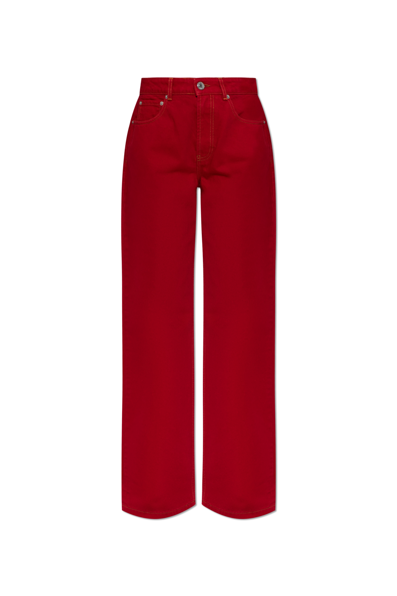 AMI Ami Alexandre Mattiussi Straight Leg Jeans in Red