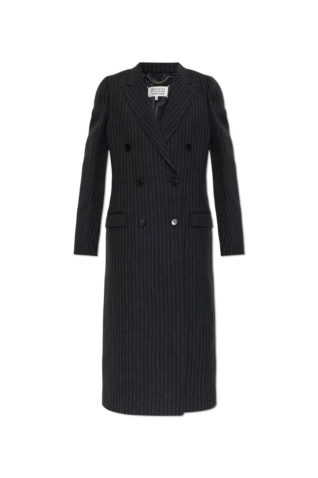 MAISON MARGIELA Maison Margiela Double-Breasted Wool Coat with Striped Pattern