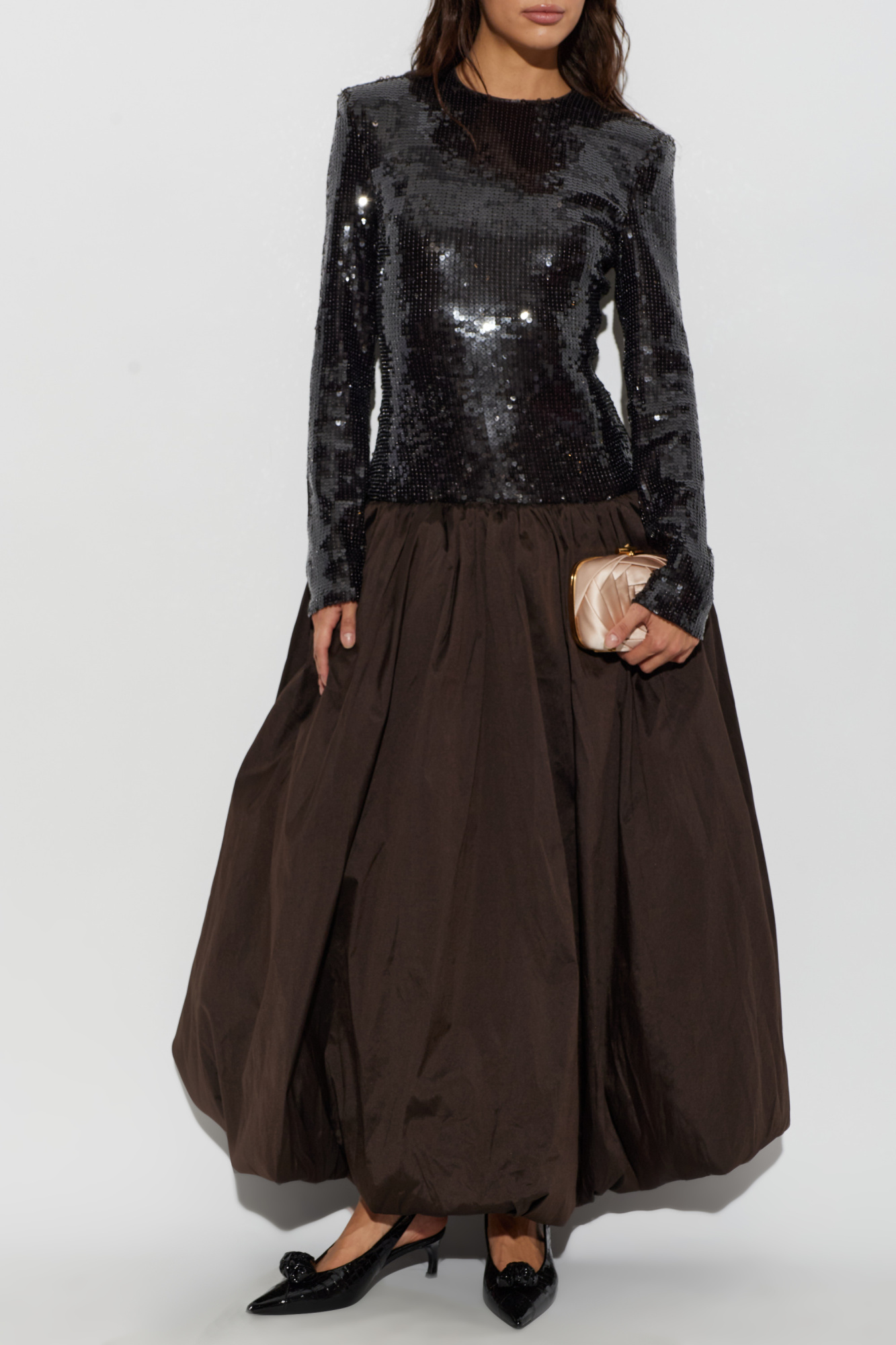 ROTATE BY BIRGER CHRISTENSEN ROTATE Long Sleeve Sequin Embellished Maxi Dress