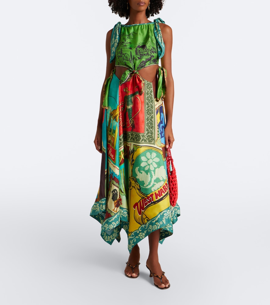 ALEMAIS Alemais Printed Silk Midi Dress