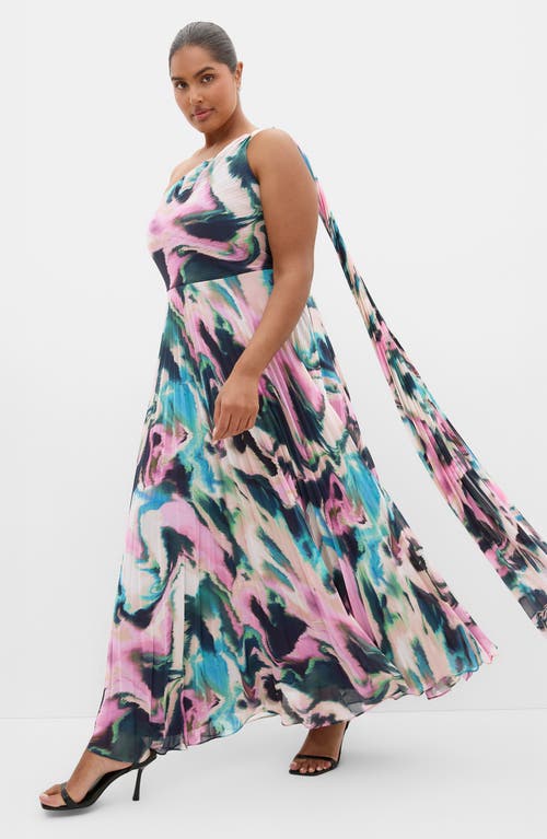 CITY CHIC City Chic Eloura One-Shoulder Pleated Maxi Dress