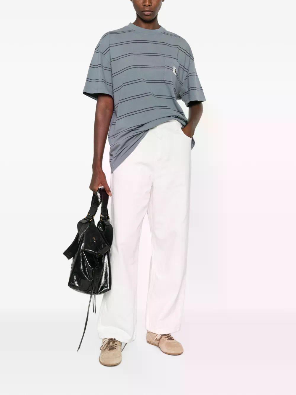 CARHARTT WORK IN PROGRESS Carhartt WIP S/S Bert Pocket T-Shirt in Striped Polycotton Jersey