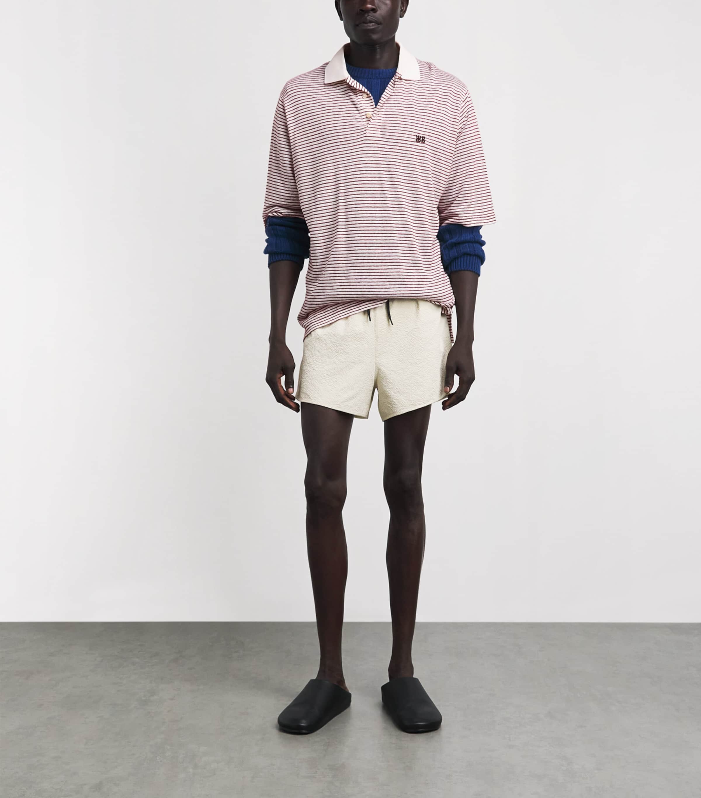 WALES BONNER linen-cotton stripe bask polo shirt