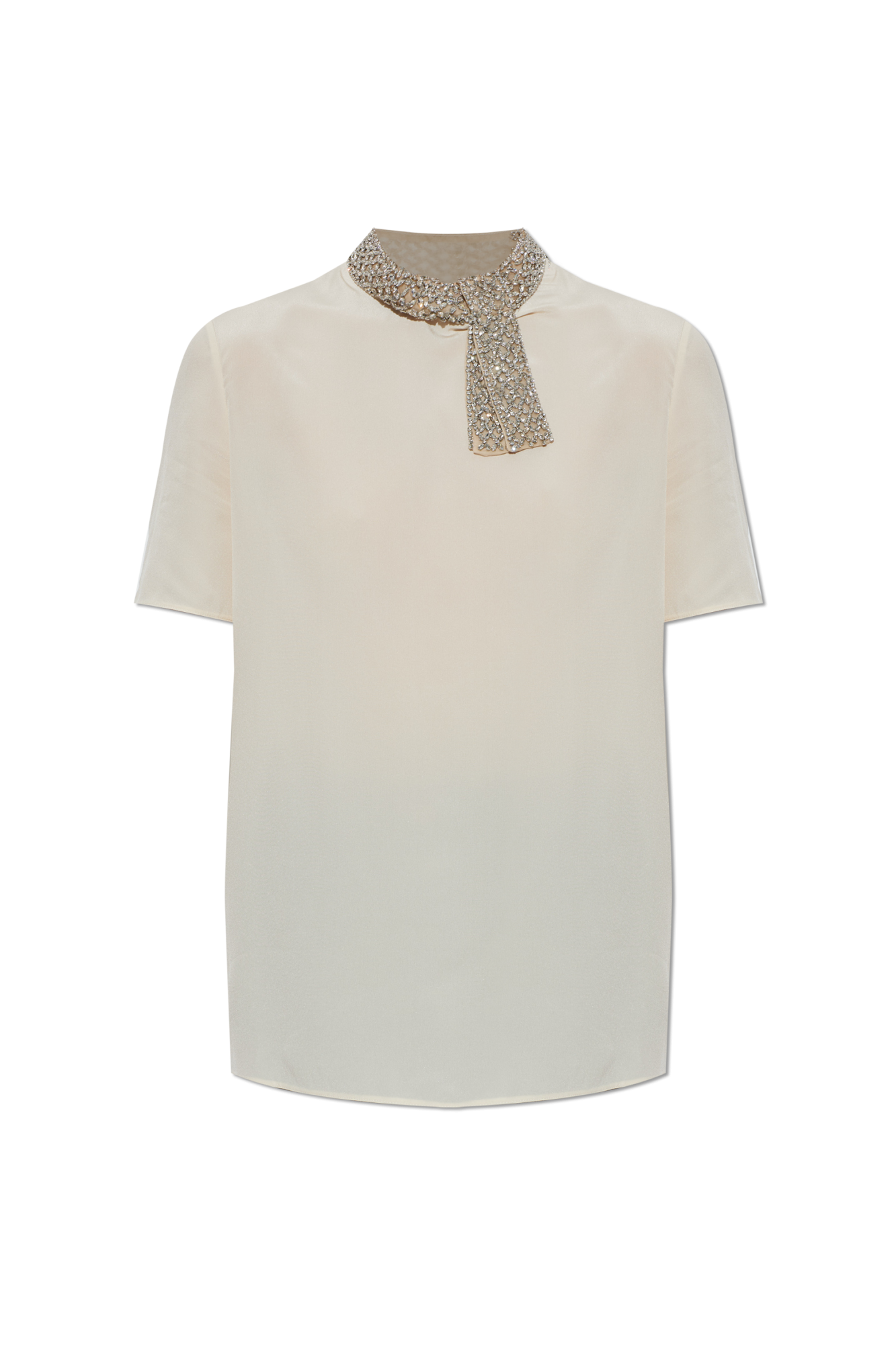 VALENTINO Valentino Garavani Silk Top with Crystal Embellished Neckline