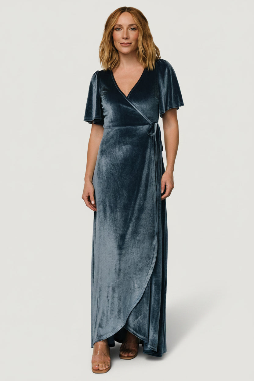 XH TEXTILES XH Textiles Katelyn Velvet Maxi Wrap Dress