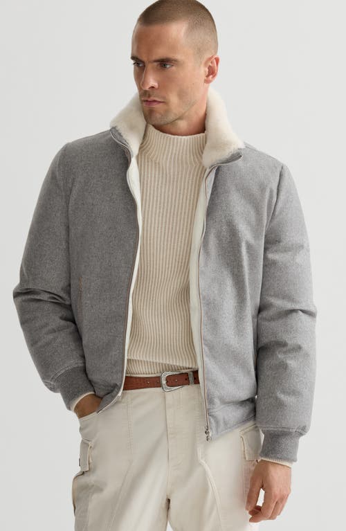 BRUNELLO CUCINELLI Brunello Cucinelli Bonded Wool Flannel Down Jacket with Detachable Hood