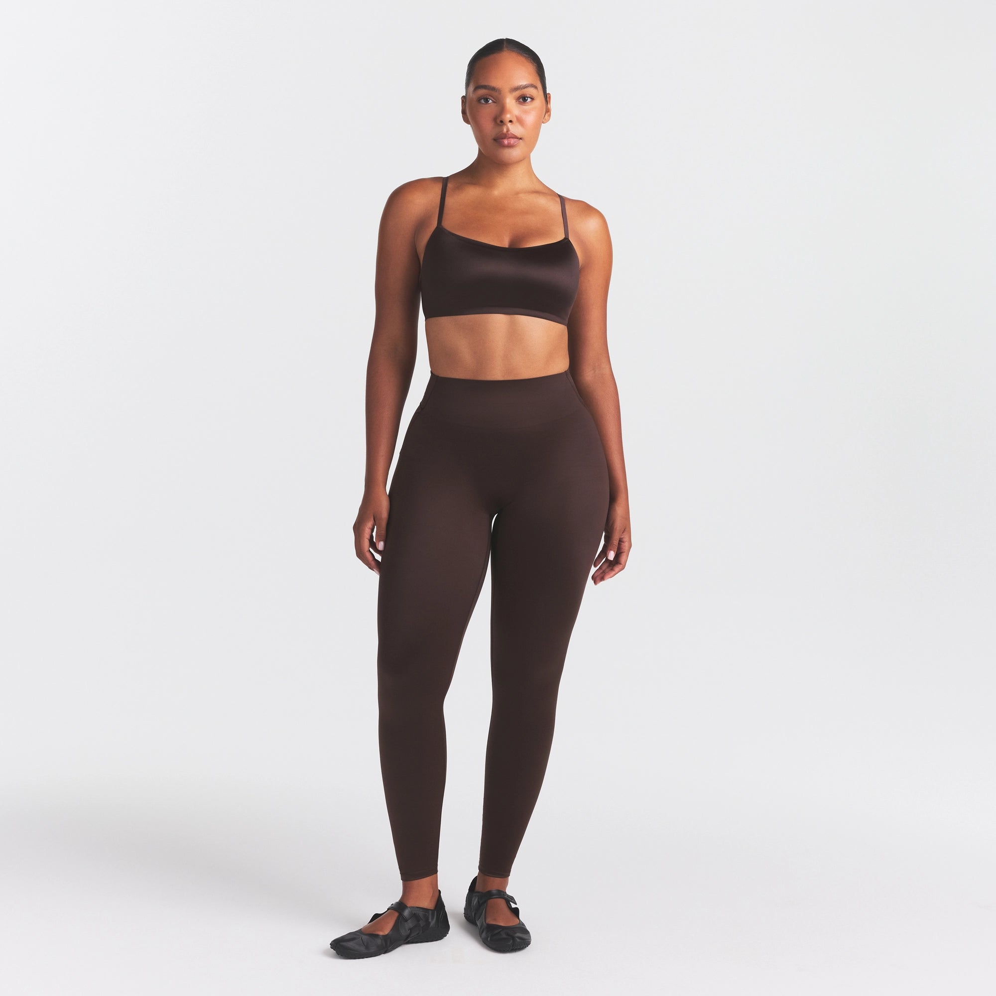 SKIMS bonded waist 29" legging | deep neutral | 2xs | nike satin shine