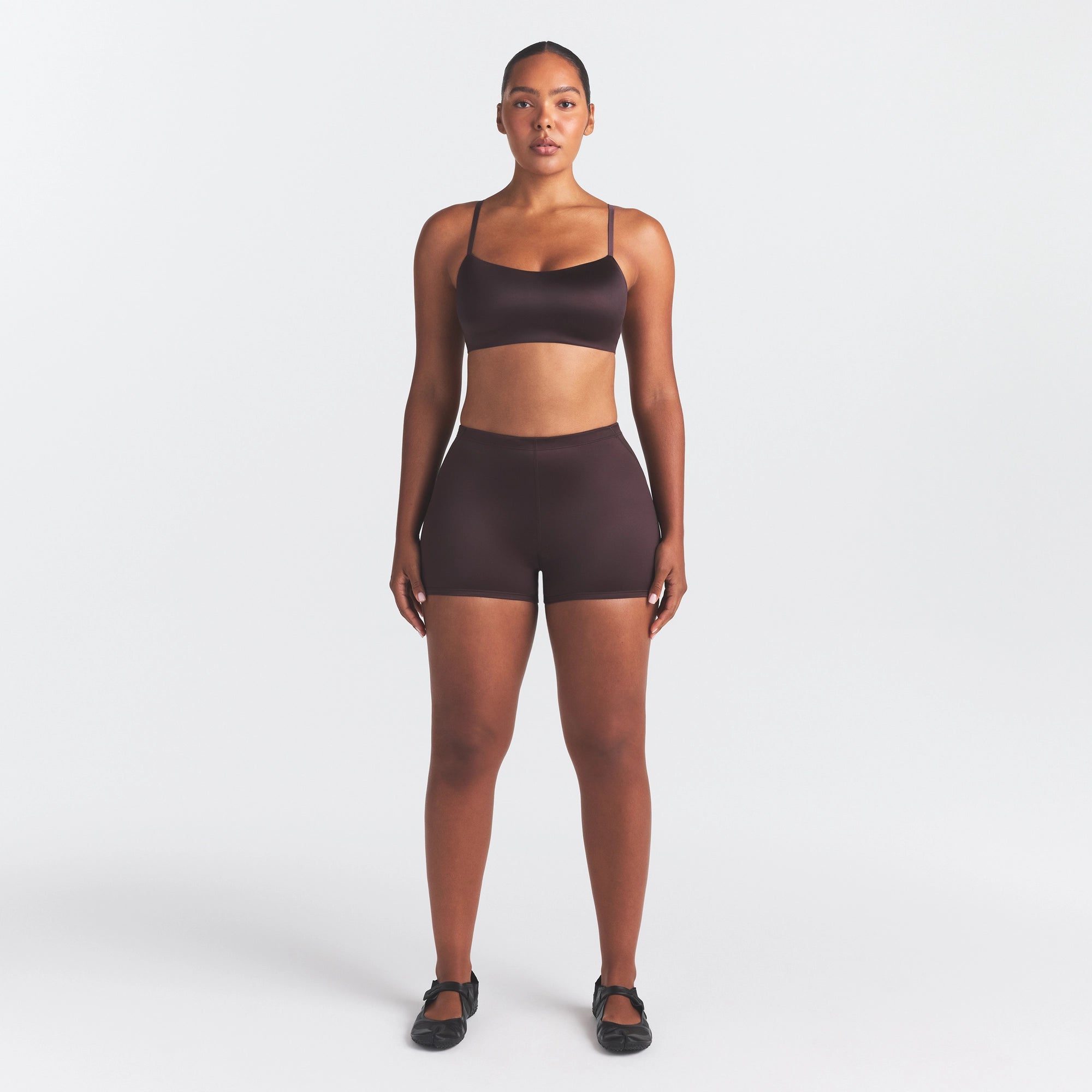 SKIMS drawcord 2" short | deep neutral | xs | nike satin shine