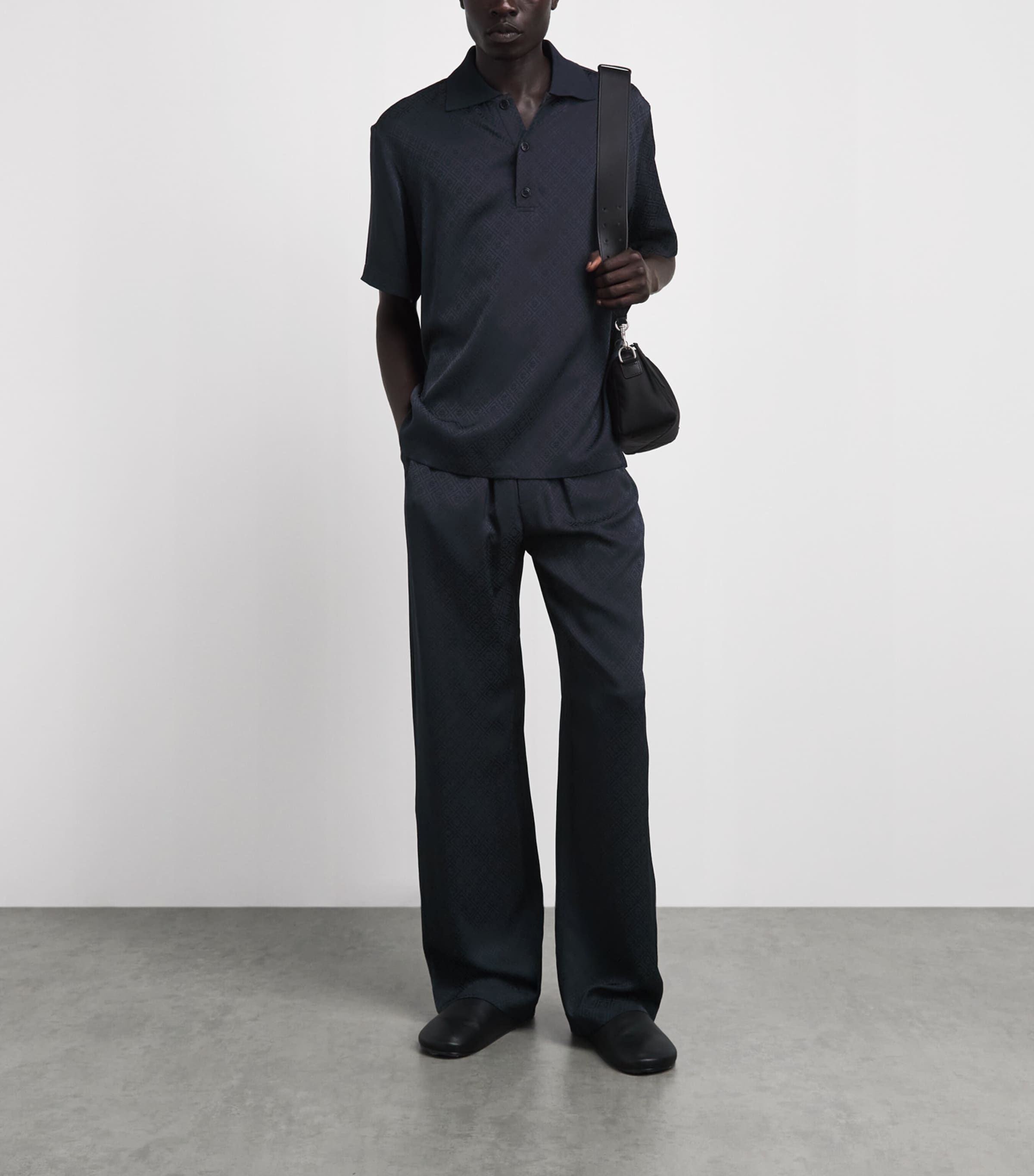 CASABLANCA monogram-jacquard polo shirt