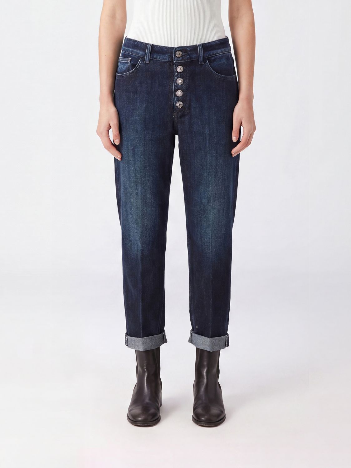 DONDUP Dondup Koons High-Waisted Straight-Leg Cotton Denim Jeans
