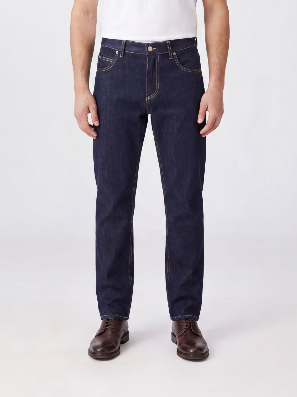DOLCE & GABBANA Dolce & Gabbana Straight Fit Cotton Denim Jeans with Rear Logo Plaque