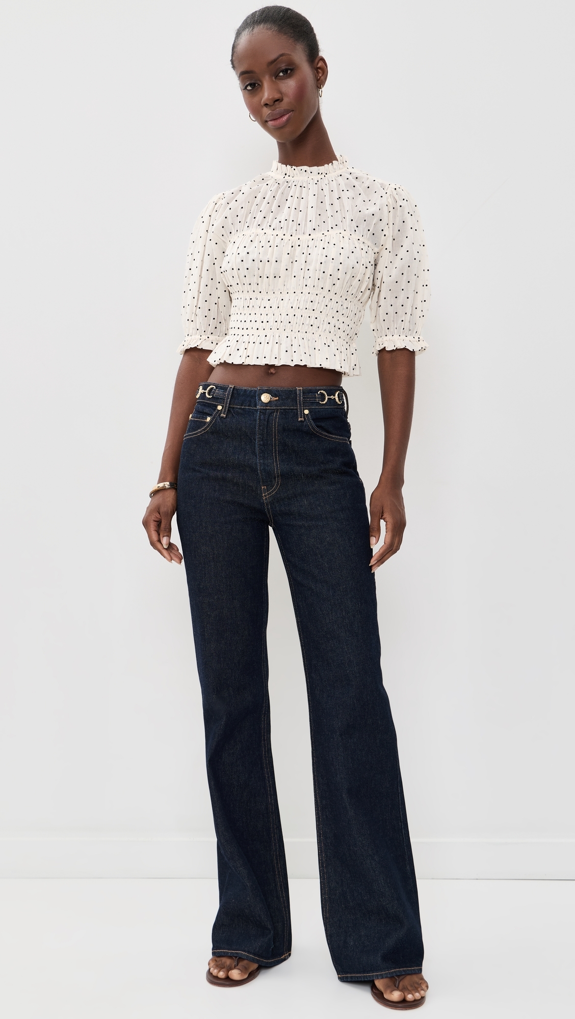 ULLA JOHNSON Ulla Johnson Rae Puff Sleeve Cotton Top with Smocked Bodice