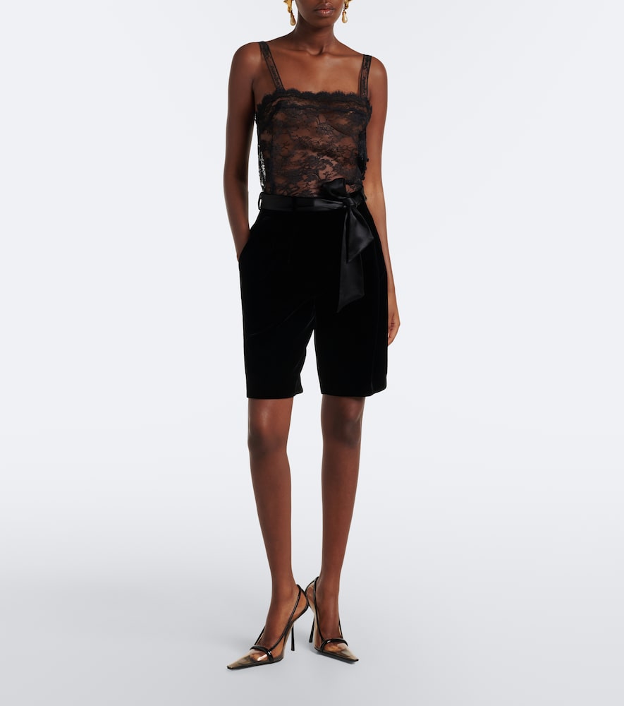 SAINT LAURENT Saint Laurent Belted Velvet Bermuda Shorts
