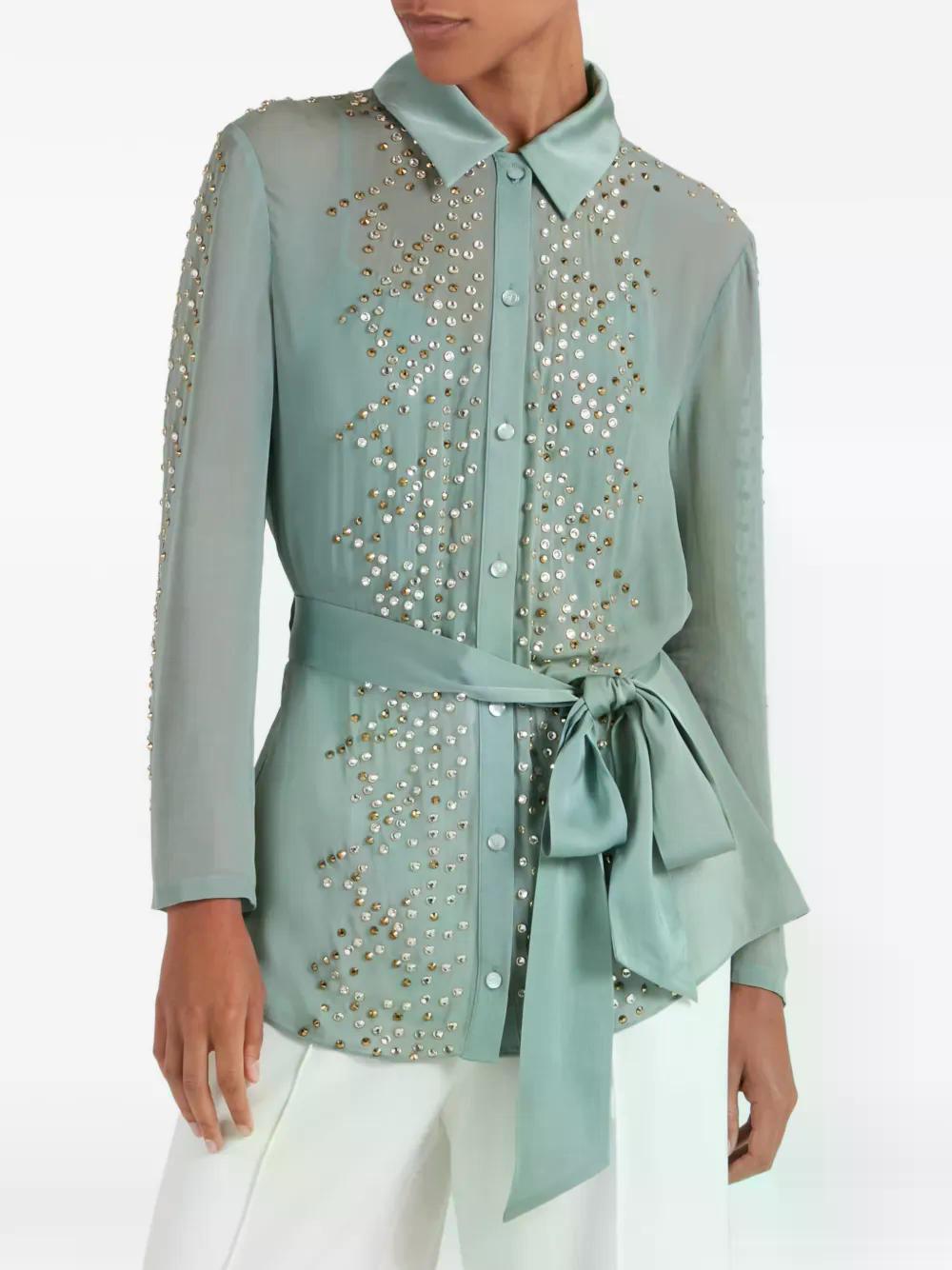 TEMPERLEY LONDON Temperley London Oberon Crystal-Embellished Belted Shirt