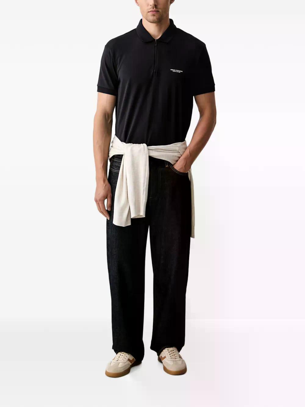 ARMANI EXCHANGE logo-print zip-neck polo shirt