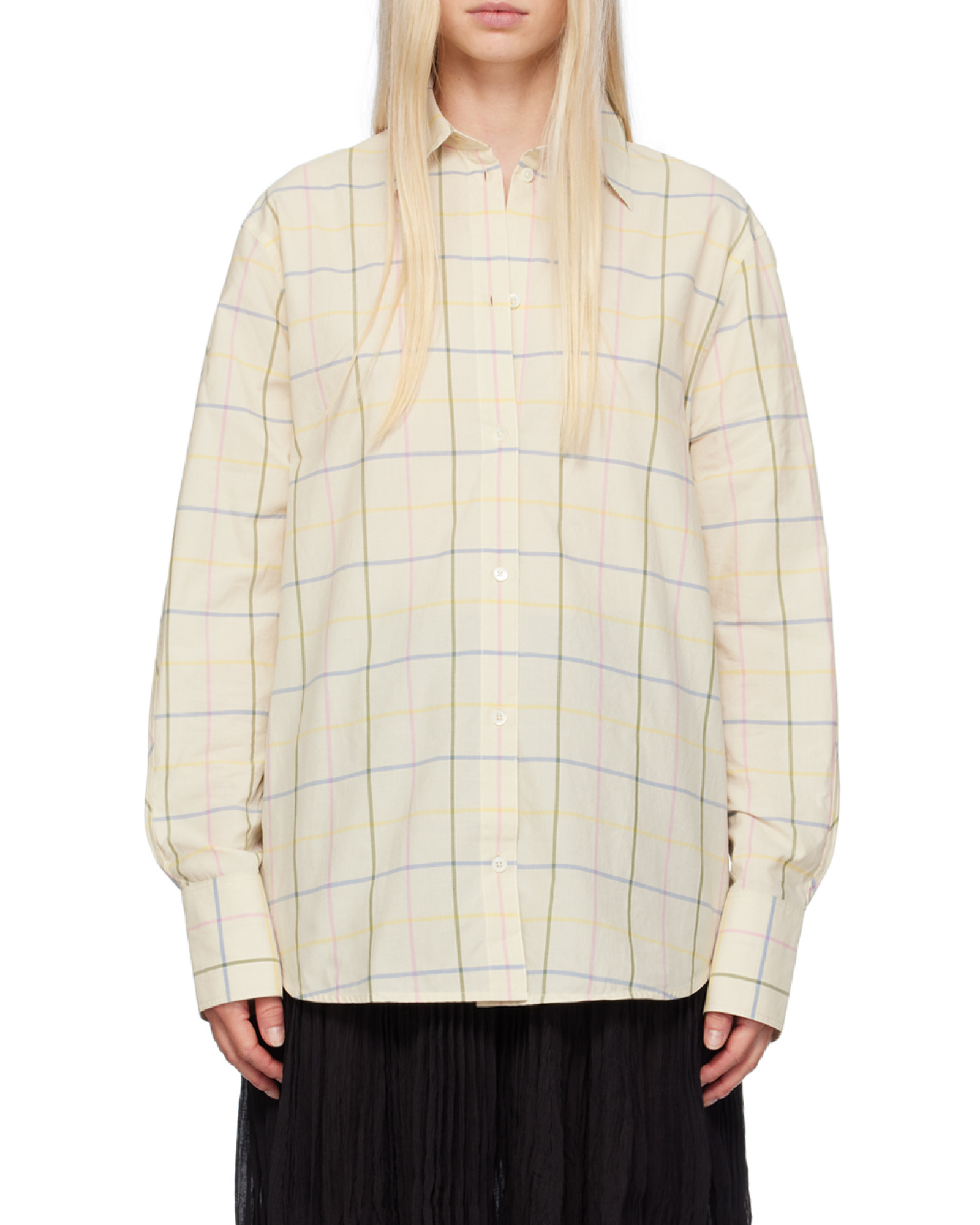 TOTÊME Totême Windowpane Printed Long-Sleeve Shirt