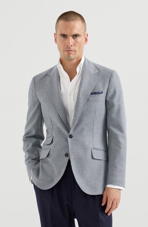 BRUNELLO CUCINELLI Brunello Cucinelli Cashmere and Silk Houndstooth Flannel Cavallo Blazer