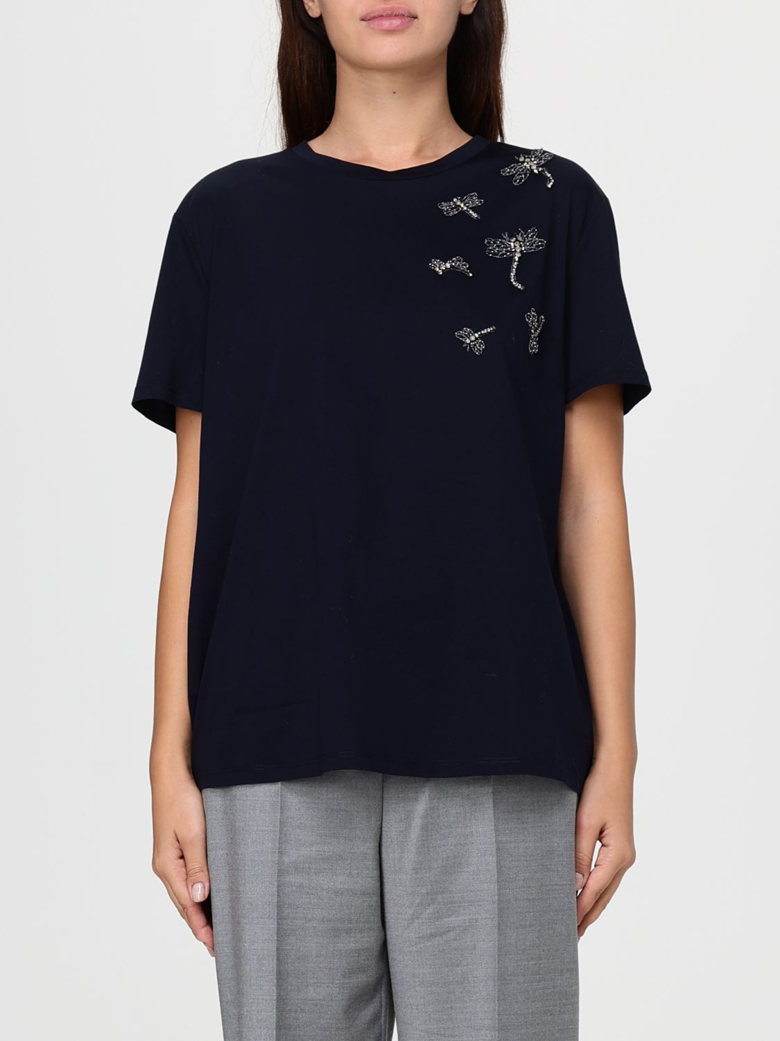MAX MARA Max Mara Studio Embellished Cotton T-Shirt