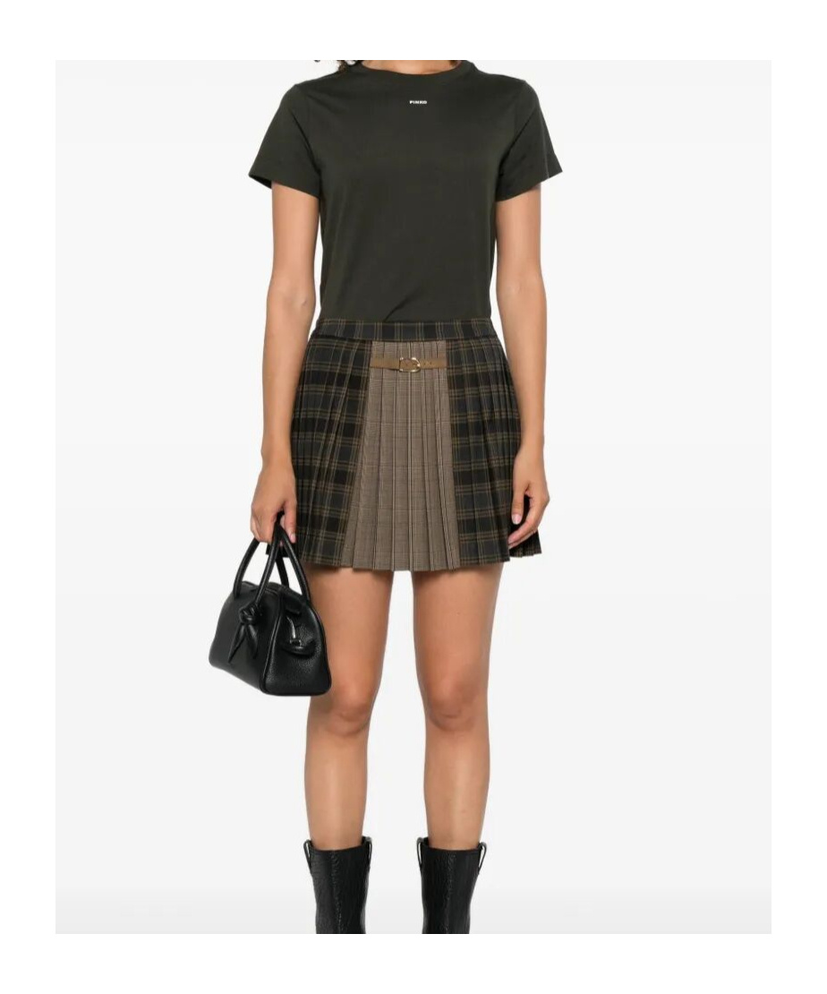 PINKO Pinko Short Sleeve Cotton Top with Ribbed Neckline