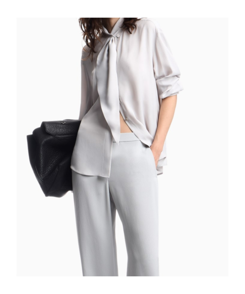 EMPORIO ARMANI Emporio Armani Long Sleeve Blouse with Adjustable Scarf Collar