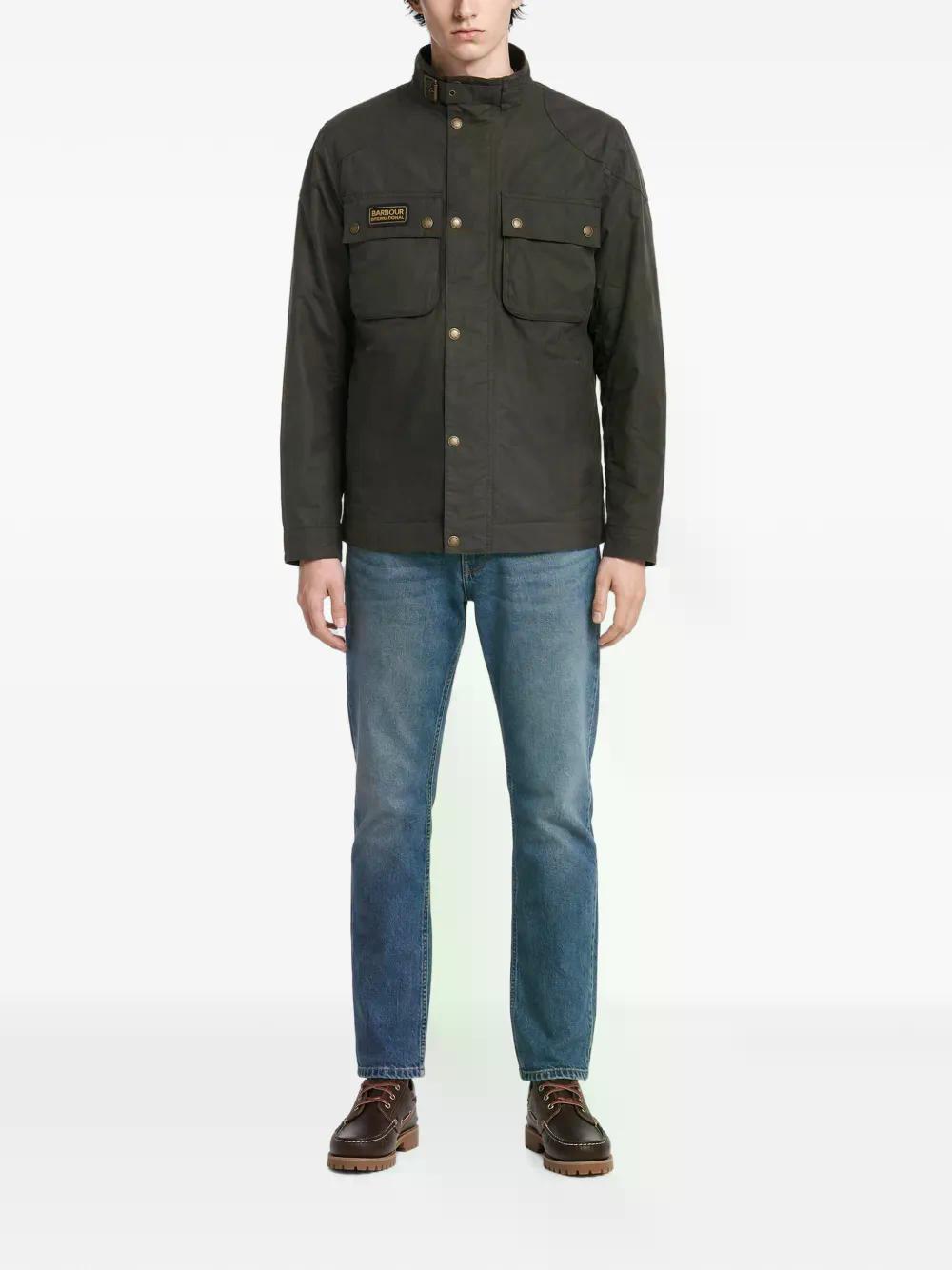 BARBOUR INTERNATIONAL Barbour International Merton Buckled-Collar Waxed-Cotton Jacket