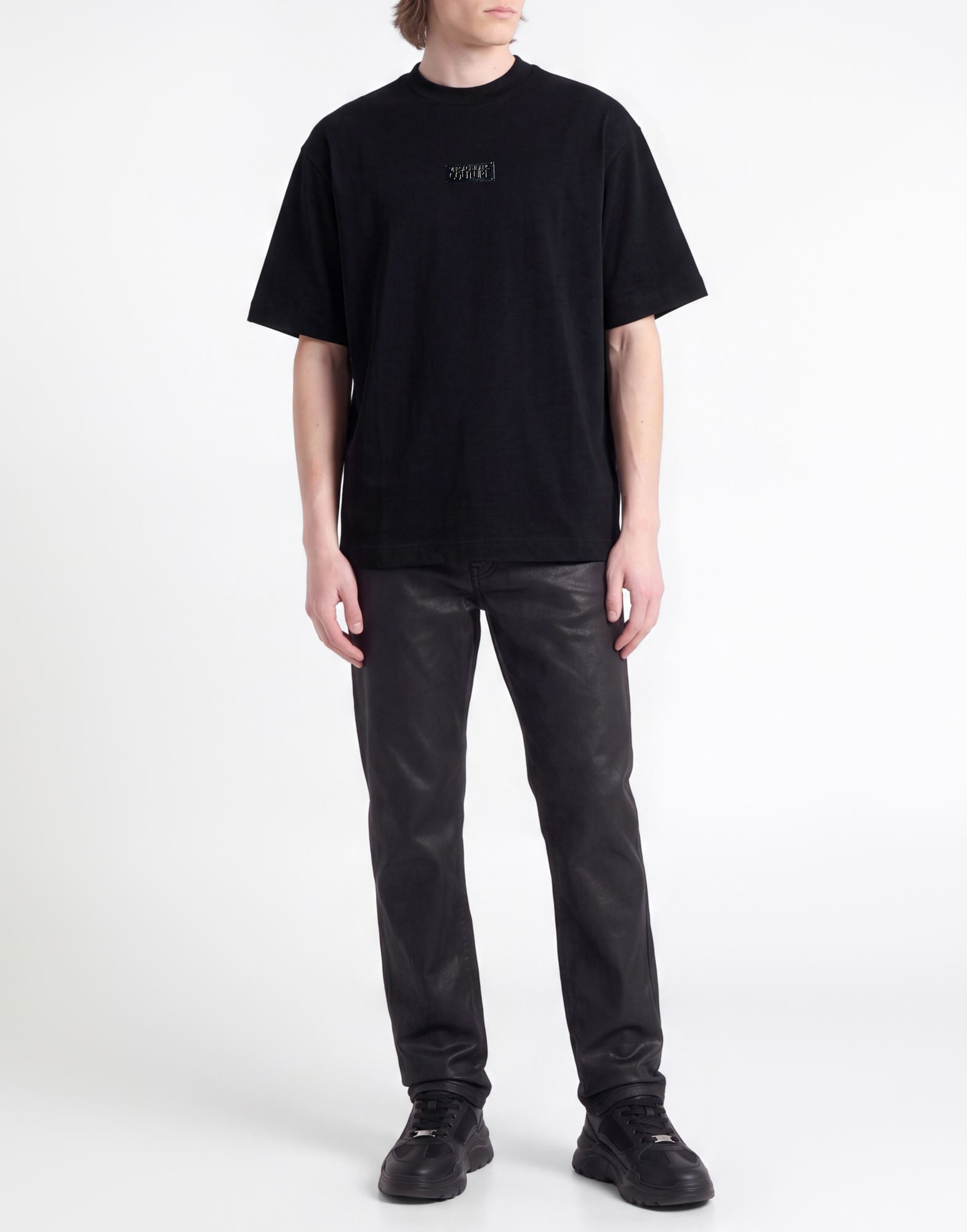 VERSACE man t-shirt black size xl viscose, polyamide, elastane