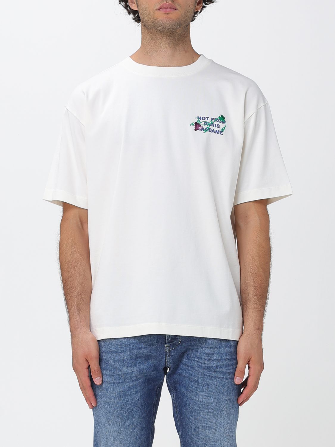 DROLE DE MONSIEUR slogan print cotton t-shirt with dropped shoulders