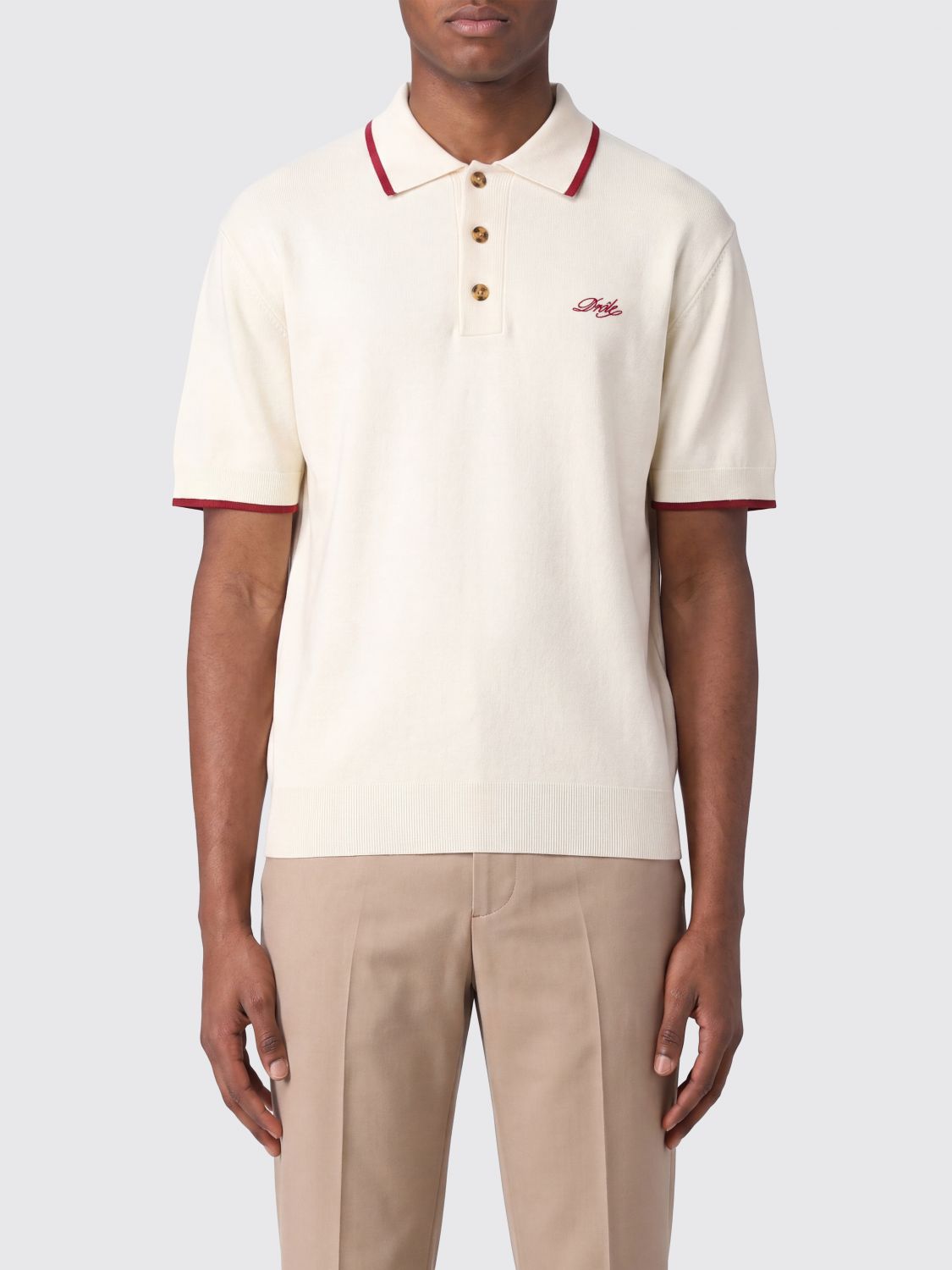 DROLE DE MONSIEUR short-sleeved wool knit polo with contrast tipping