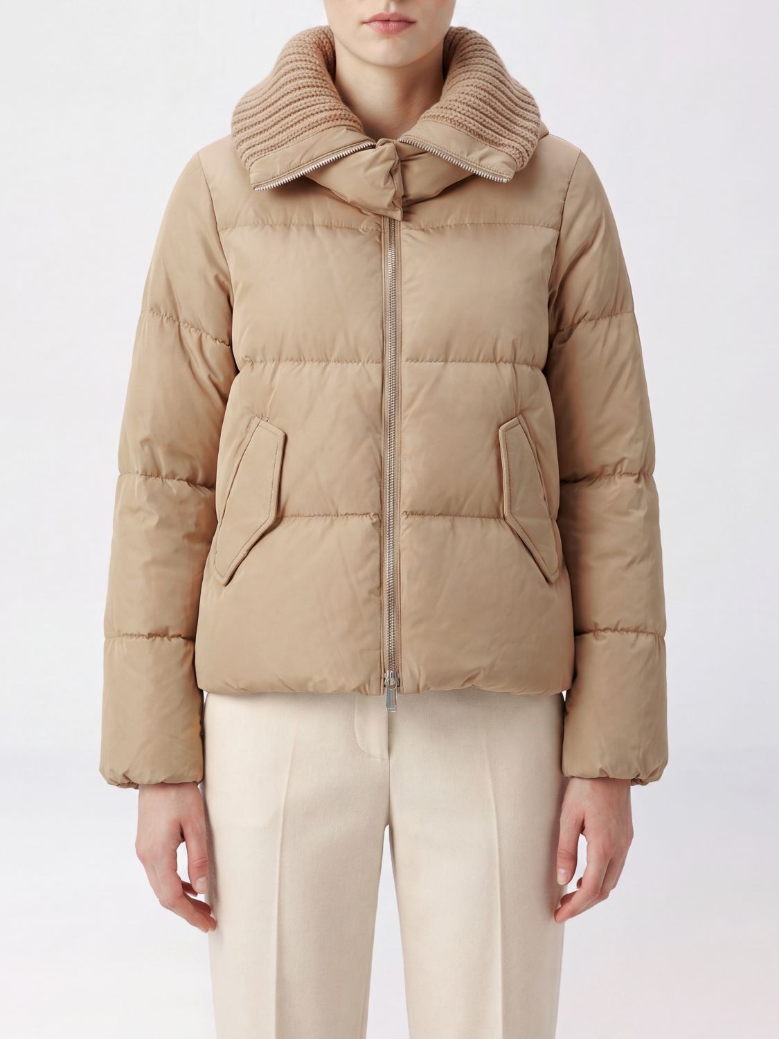 PINKO Pinko Quilted Nylon Down Jacket with High Neck and Removable Hood