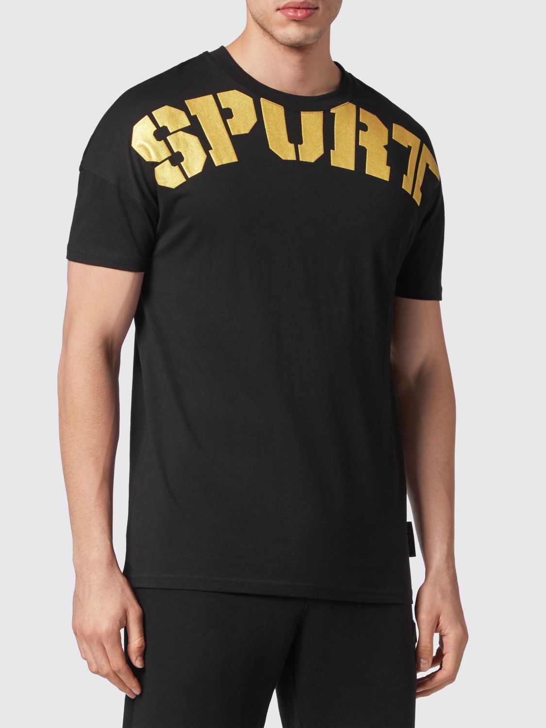 PLEIN SPORT jersey t-shirt with dropped shoulders and back logo print