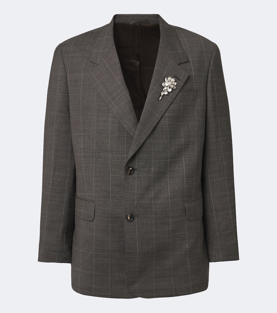 SIMONE ROCHA Simone Rocha Checked Embellished Wool Blazer