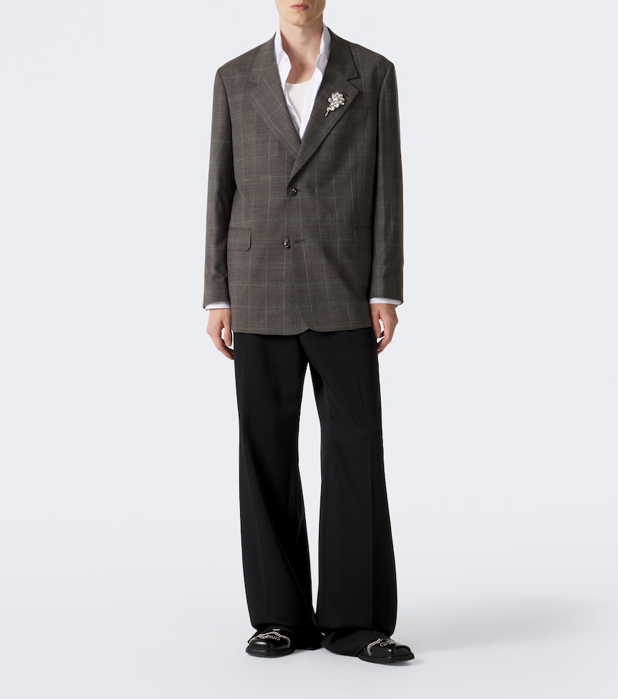 SIMONE ROCHA Simone Rocha Checked Embellished Wool Blazer