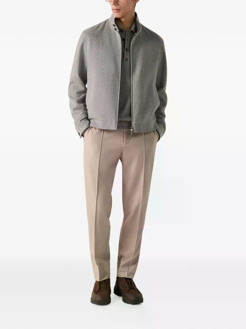 ZEGNA ZEGNA Light Taupe Mélange Wool Silk and Cashmere Pants