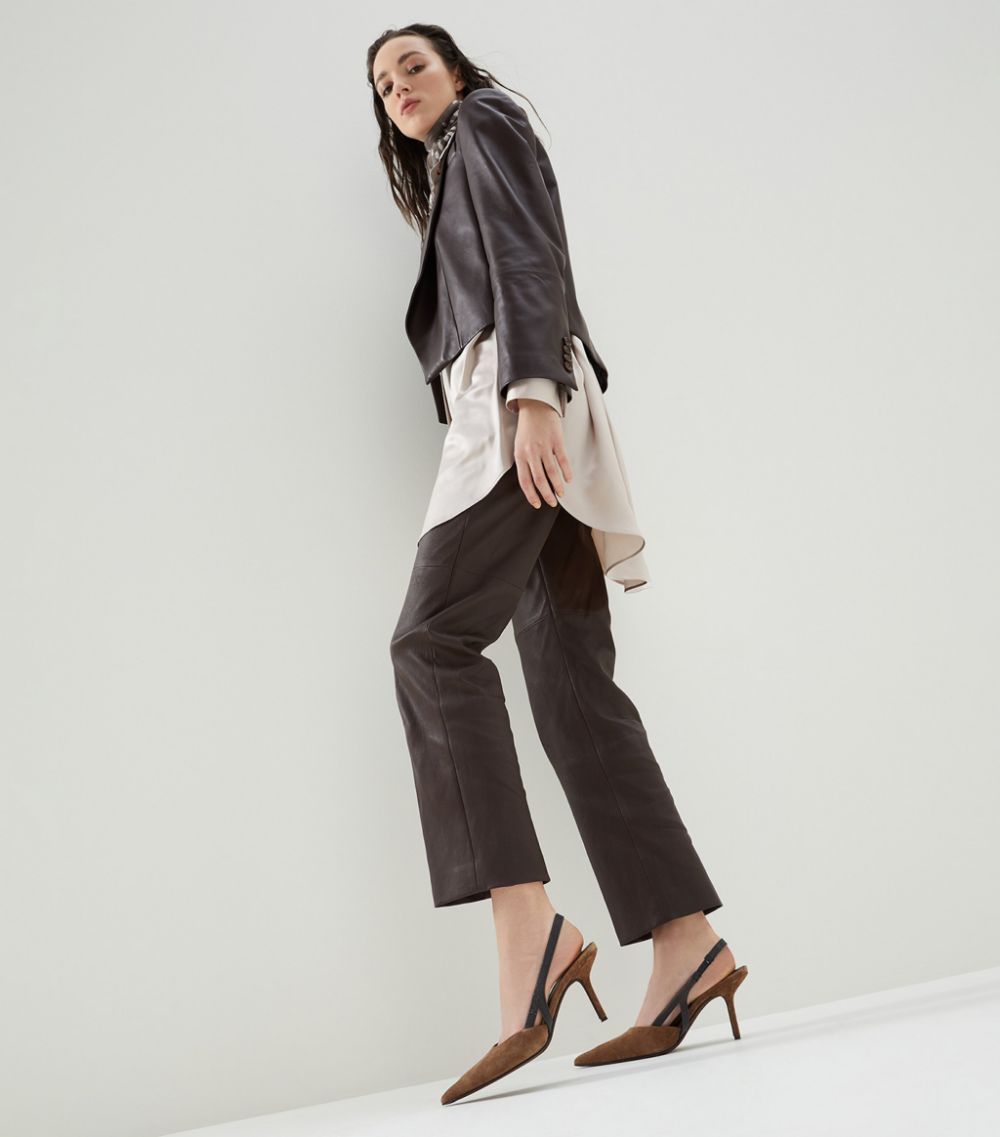 BRUNELLO CUCINELLI Brunello Cucinelli Suede Pointed Toe Slingbacks