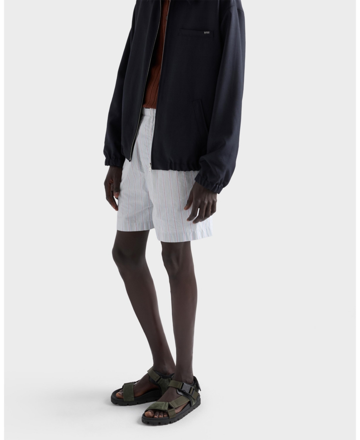 PRADA Prada Suede and Woven Tape Sporty Sandals
