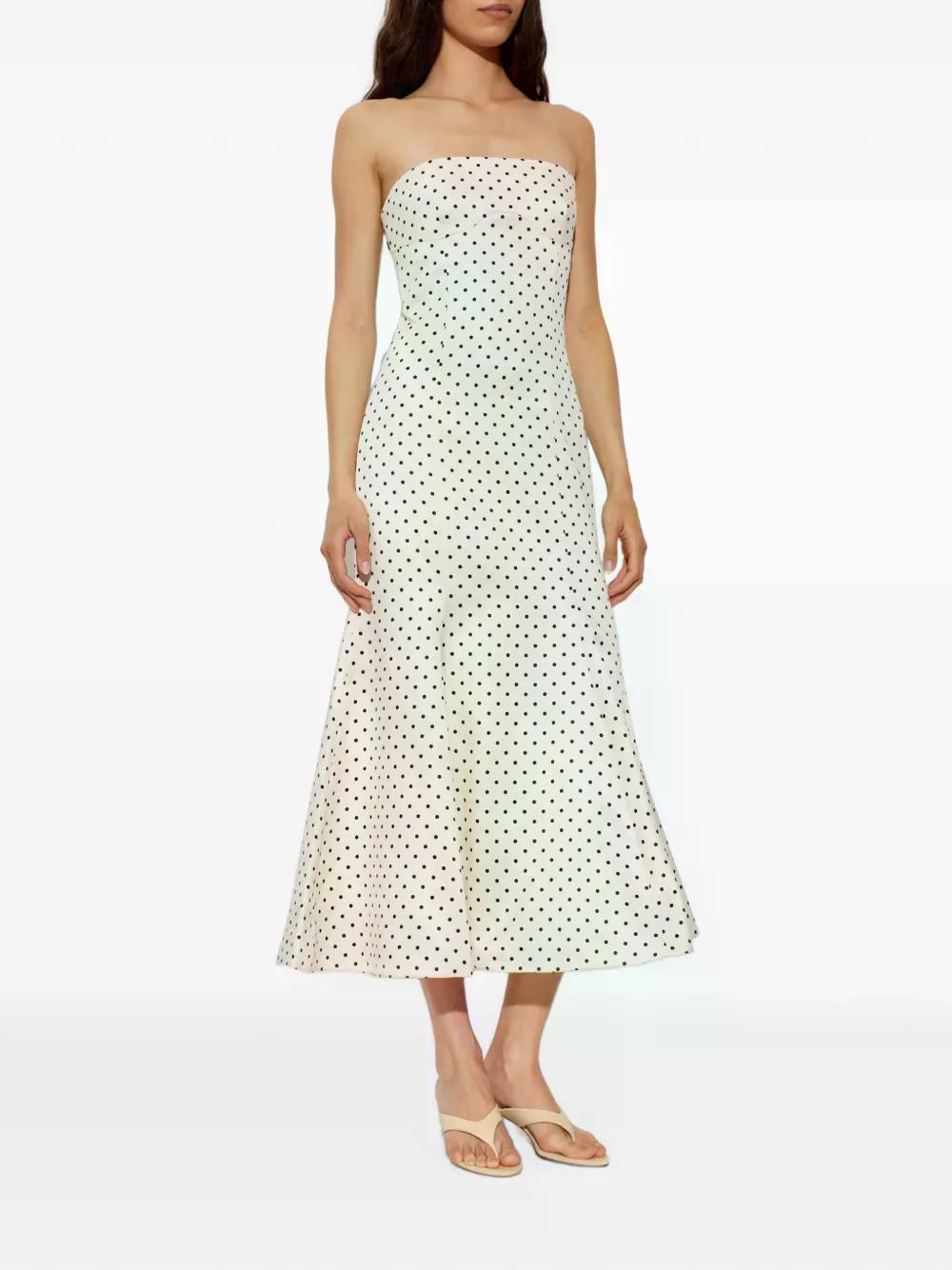 ROTATE BY BIRGER CHRISTENSEN ROTATE BIRGER CHRISTENSEN Polka Dot Strapless Midi Dress