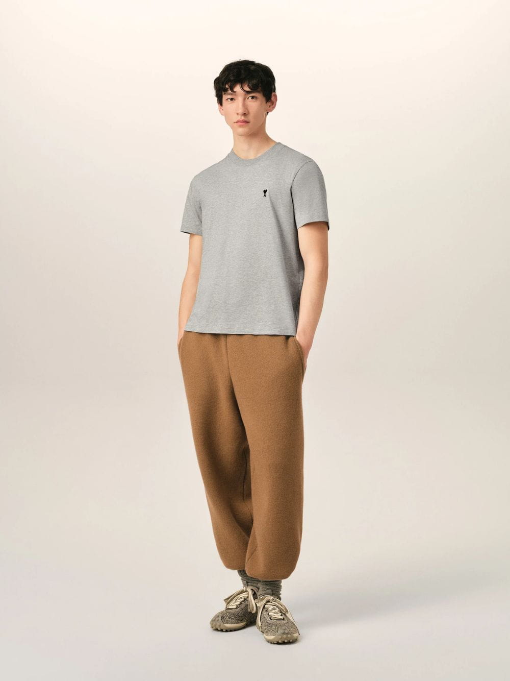 AMI Heather Ash Grey Ami de Coeur Cotton T-Shirt