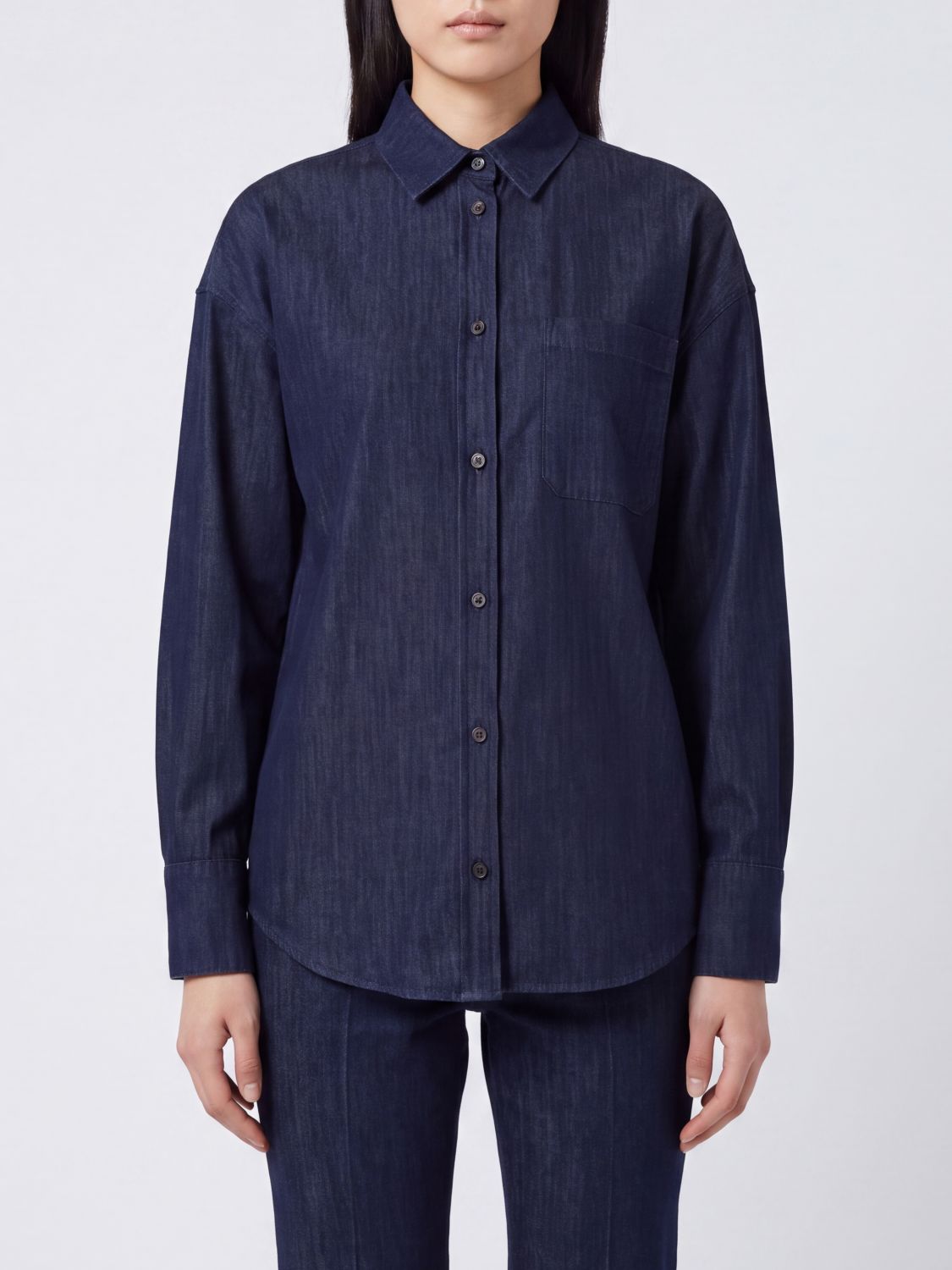 MAX MARA S Max Mara Cotton Shirt with Classic Collar and Patch Pocket