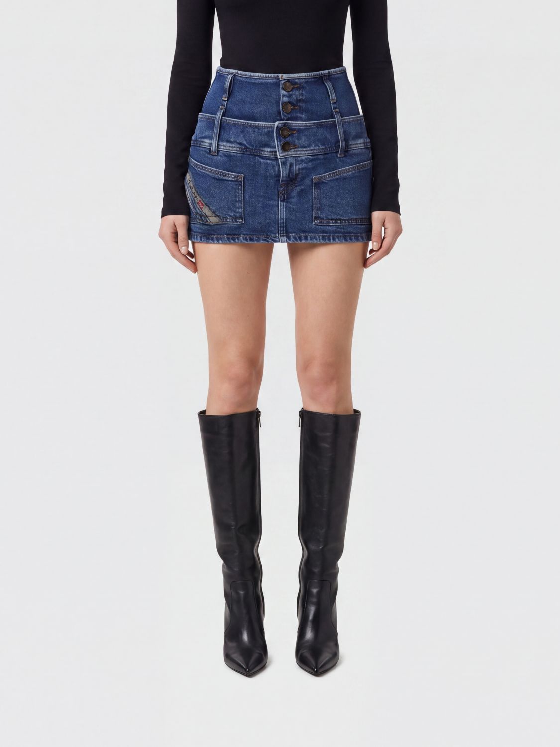 DIESEL® Diesel DeCorivaS High-Waisted Cotton Mini Skirt