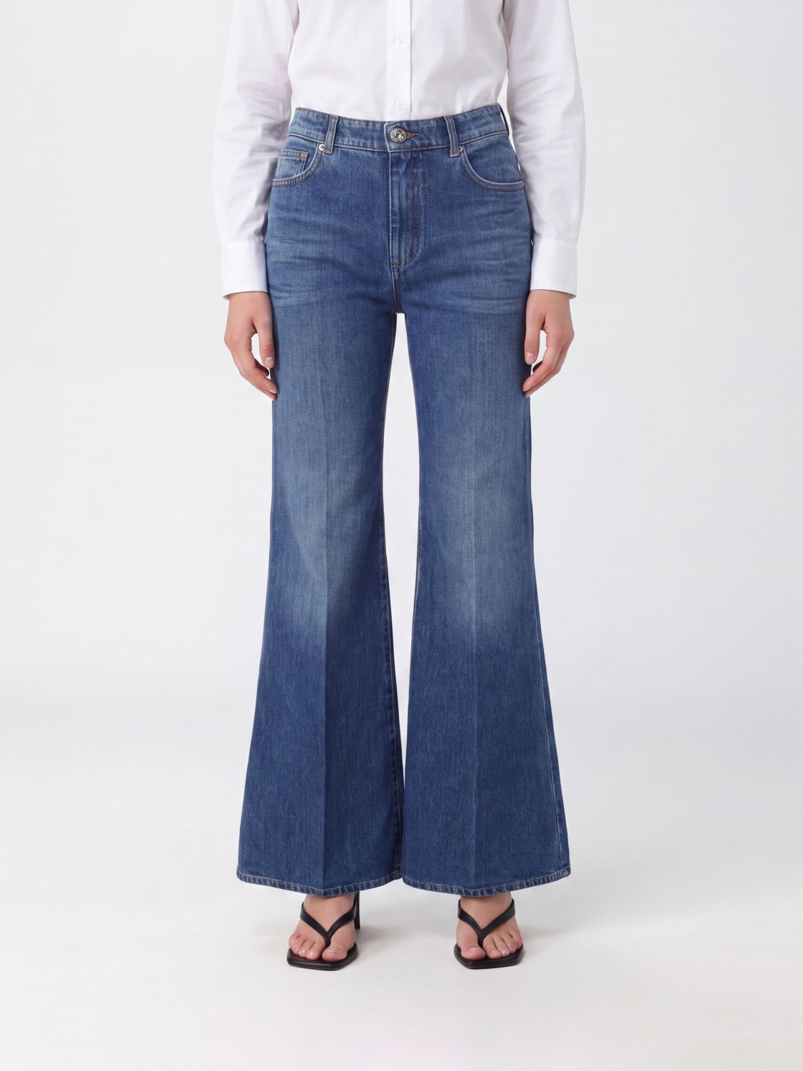 SPORTMAX Sportmax Cotton Denim High-Waisted Flared Jeans