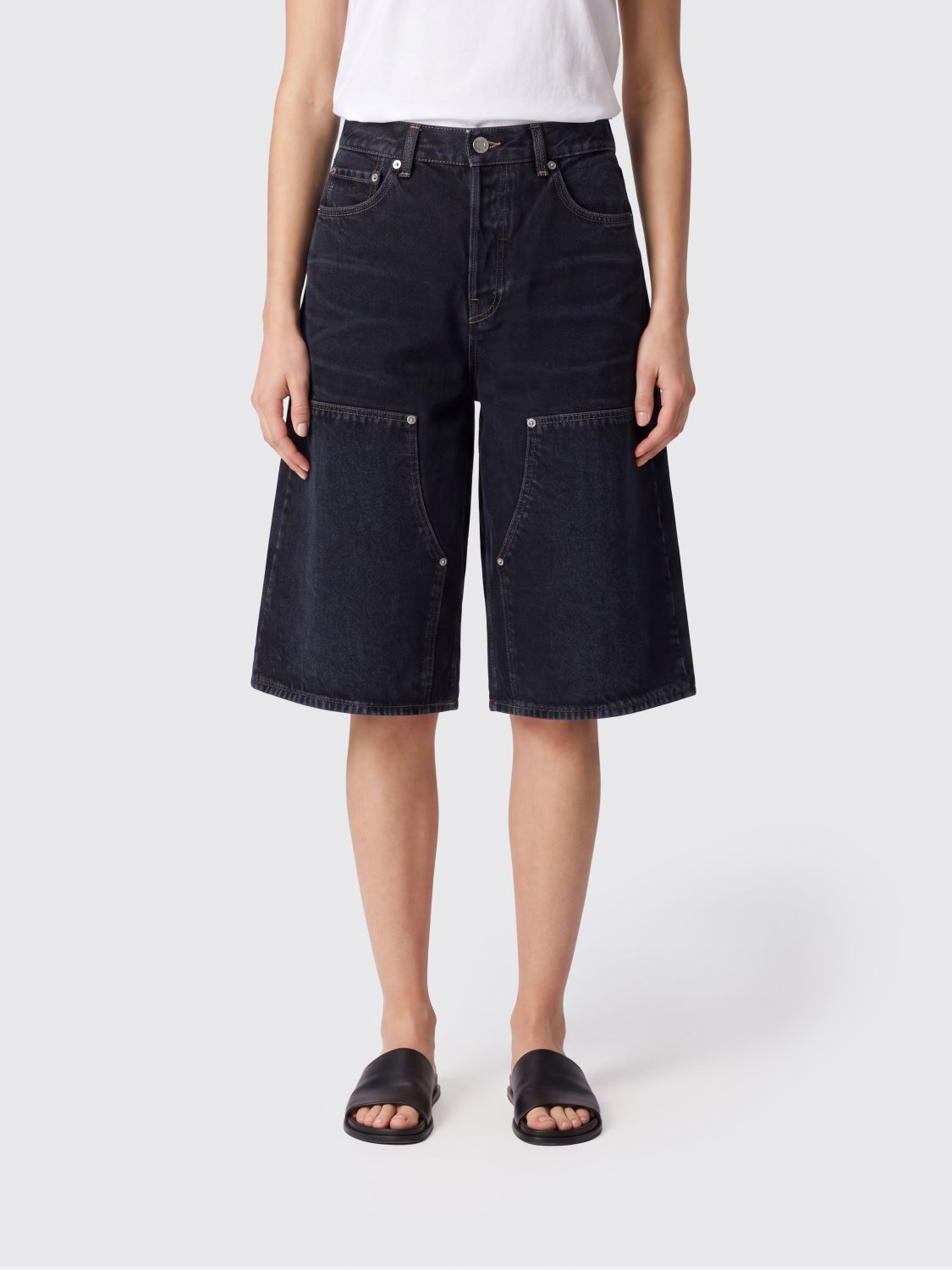 HAIKURE Haikure High-Waisted Five-Pocket Cotton Denim Bermuda Shorts
