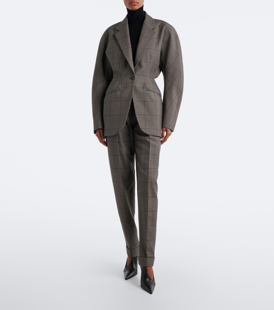 MUGLER Mugler Checked Wool Straight Leg Trousers
