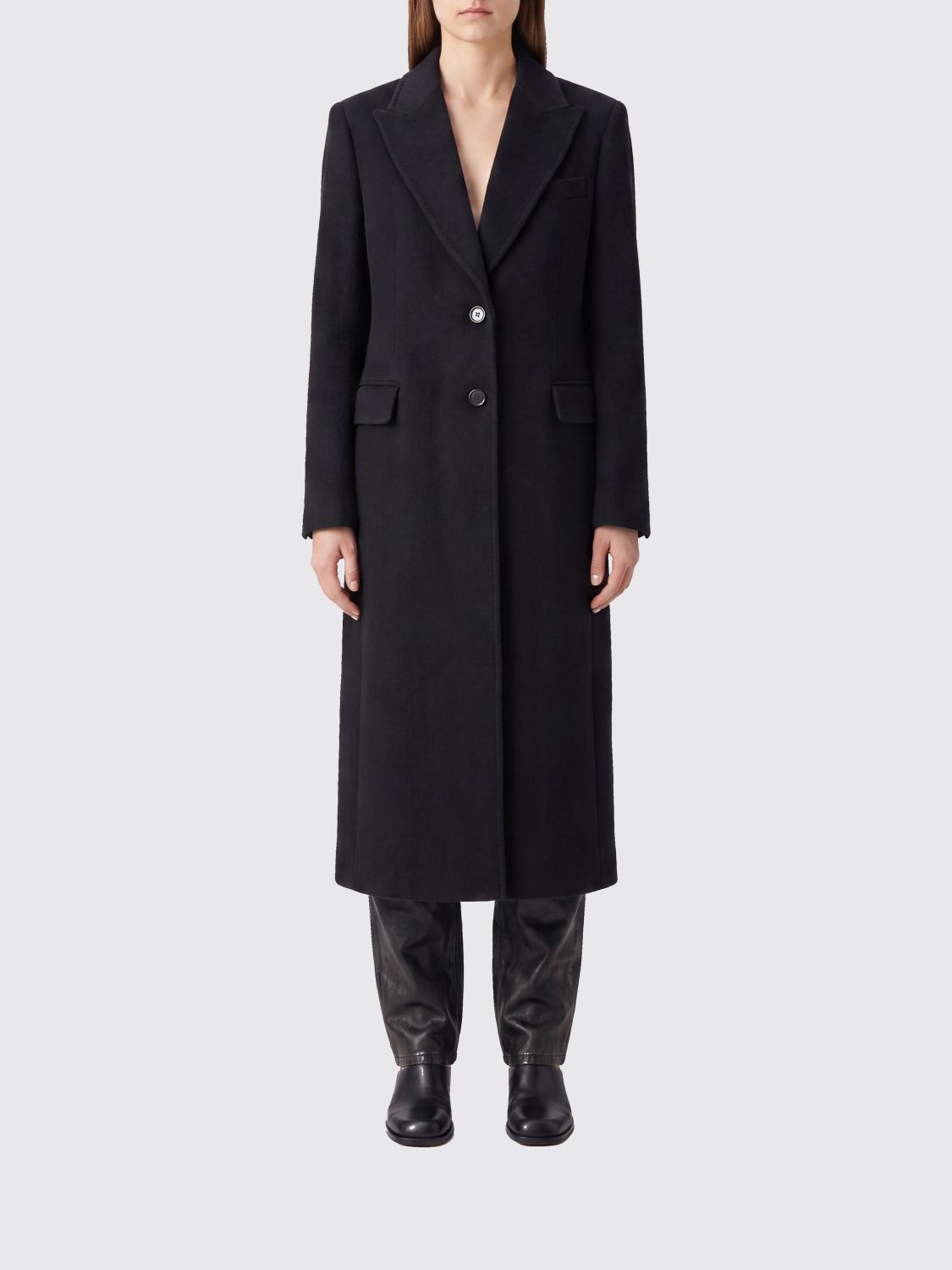 OUR LEGACY Our Legacy Single-Breasted Long Coat in Wool and Mohair Blend