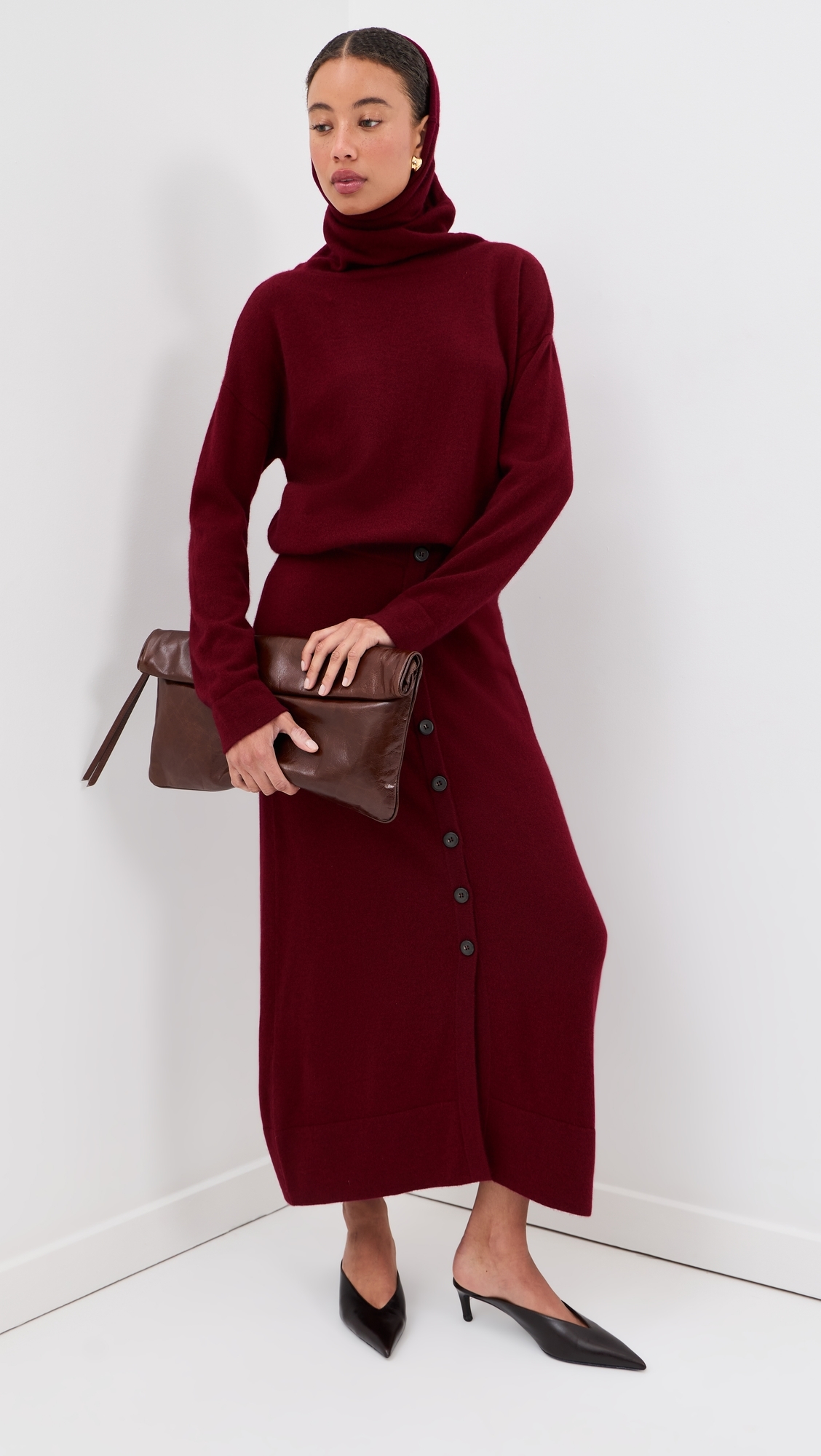 ALTUZARRA Altuzarra Callahan Cashmere Button-Front Midi Skirt