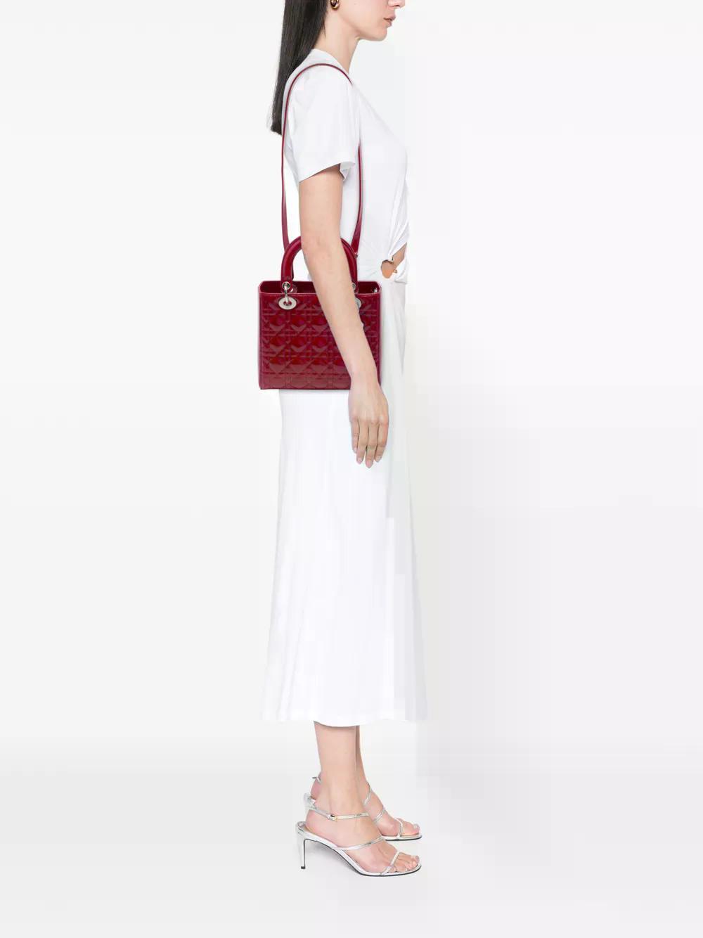 DIOR Christian Dior Medium Patent Cannage Lady Dior Satchel