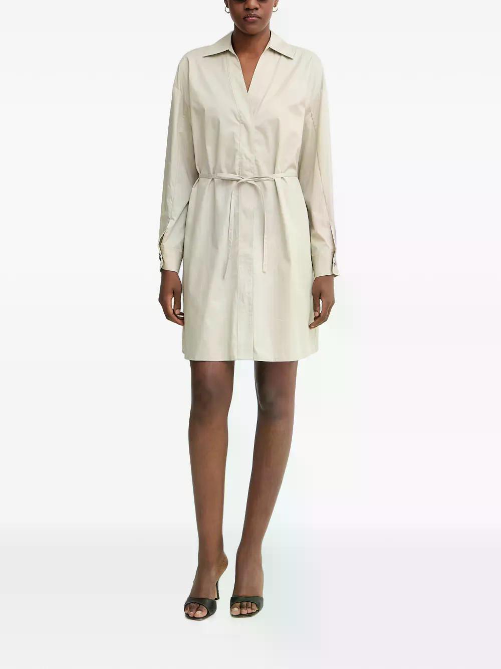 ARMANI EXCHANGE Armani Exchange Belted Long-Sleeve Mini Shirt Dress