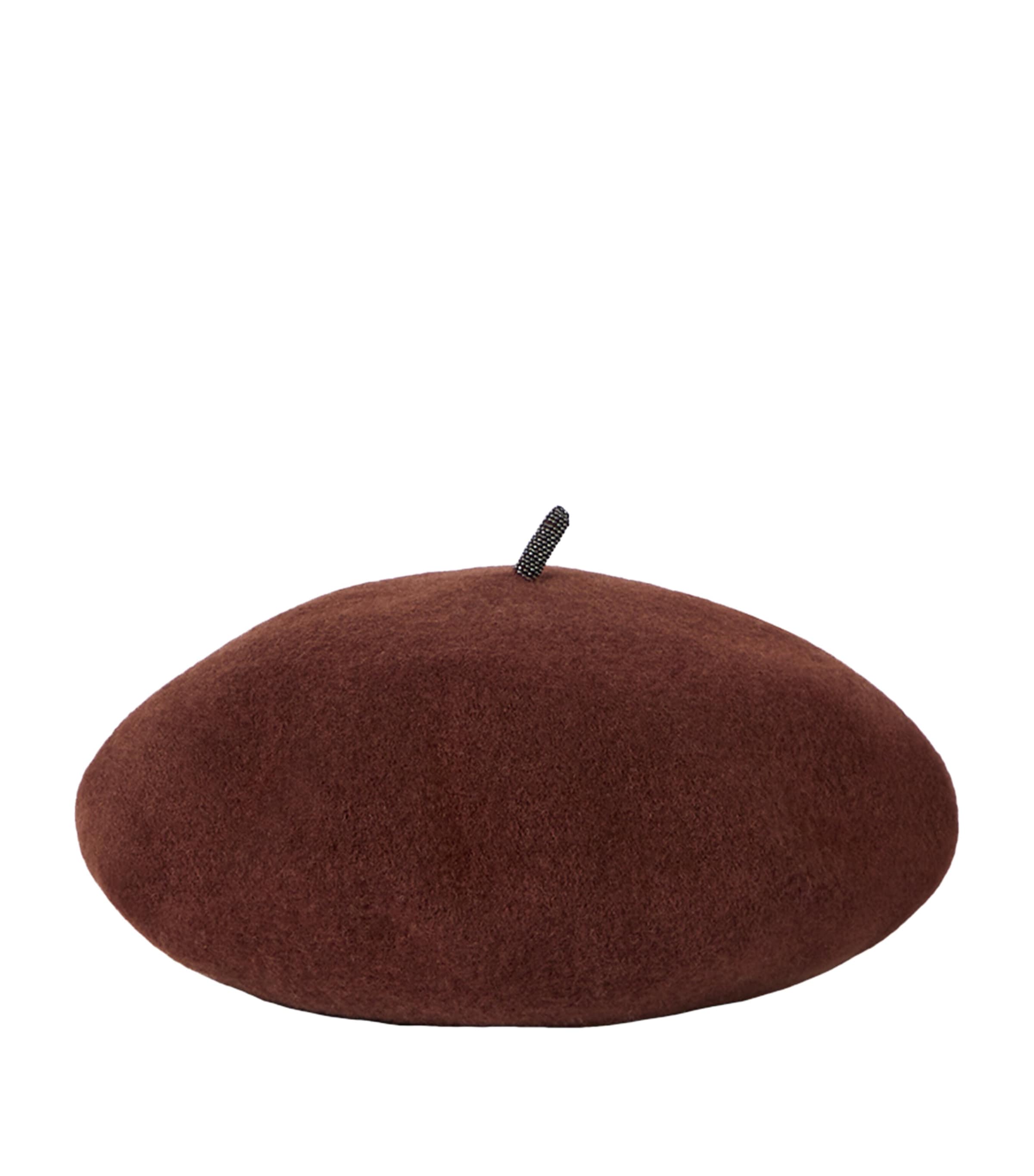 BRUNELLO CUCINELLI Brunello Cucinelli Wool Beret with Monili Beading