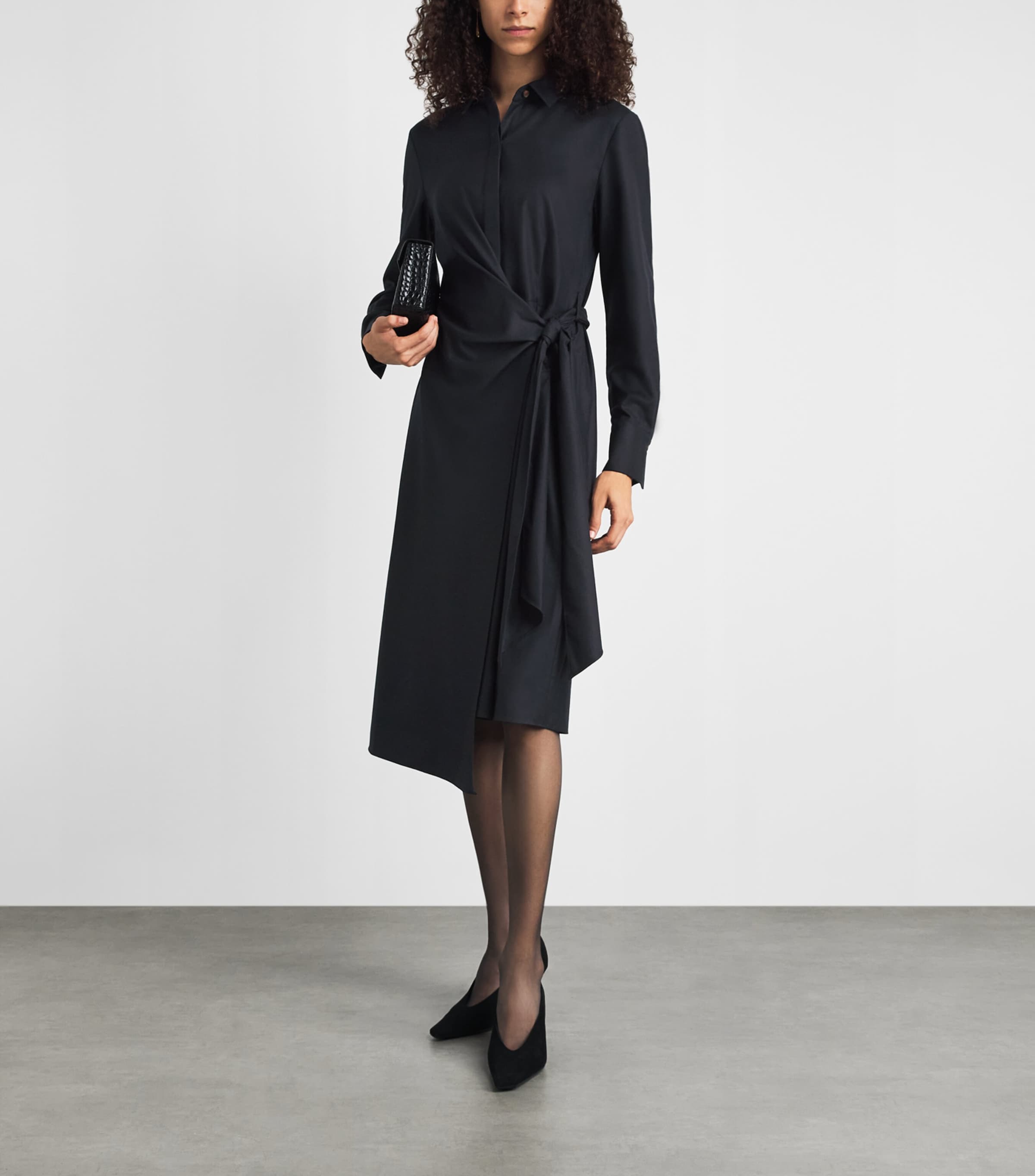 LAFAYETTE 148 NEW YORK Lafayette 148 Cotton Tie-Front Midi Shirt Dress