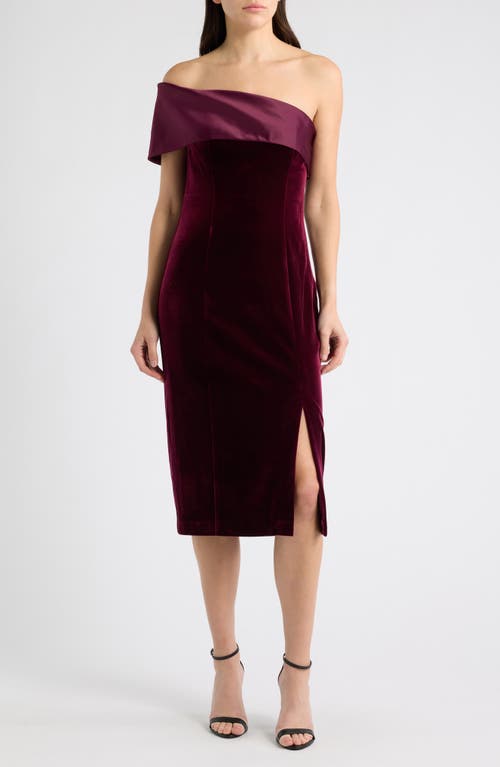 ELIZA J Eliza J Off-the-Shoulder Velvet Midi Dress with Satin Detail