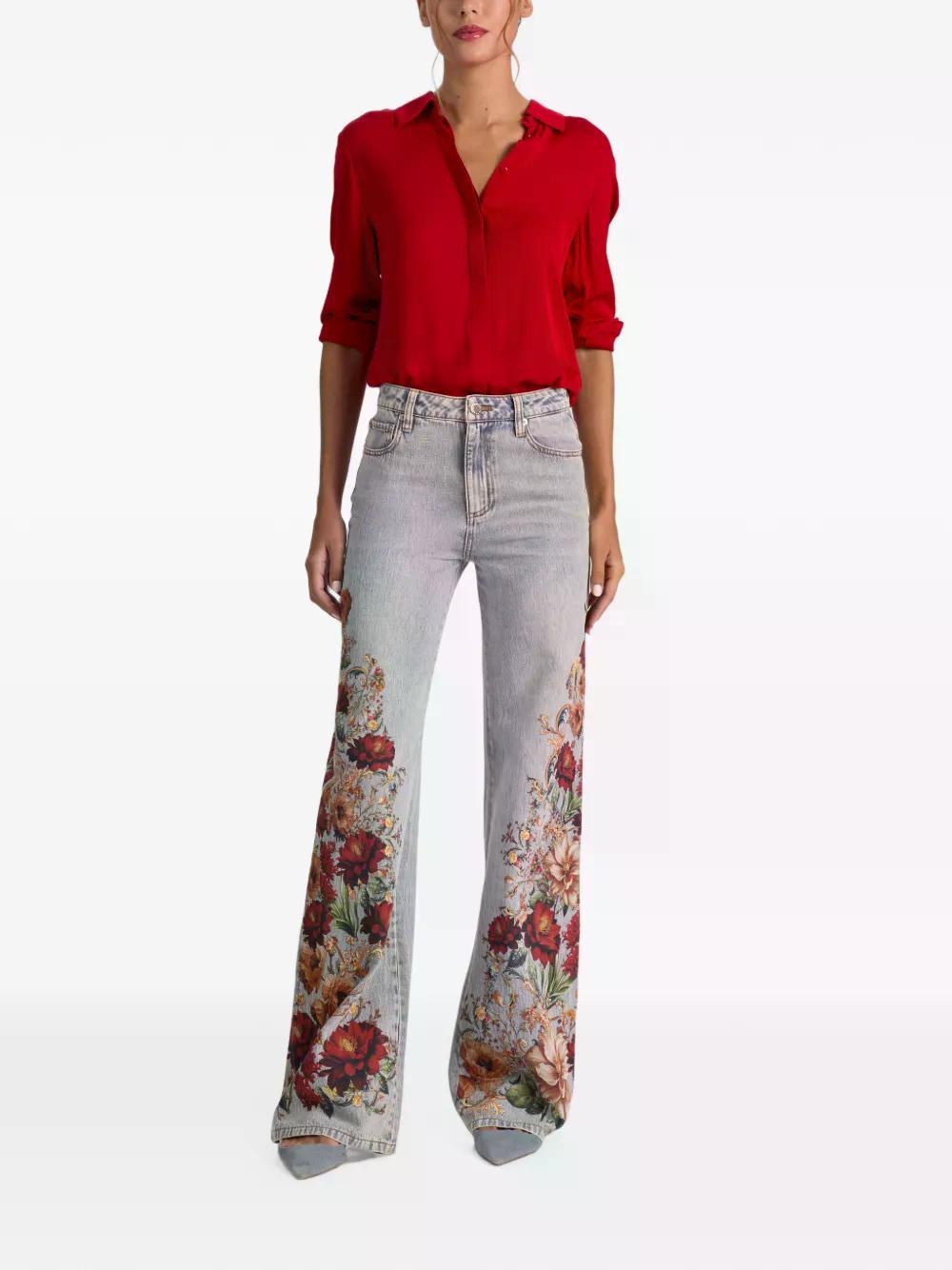 ALICE + OLIVIA alice + olivia Floral Print Wide-Leg Jeans